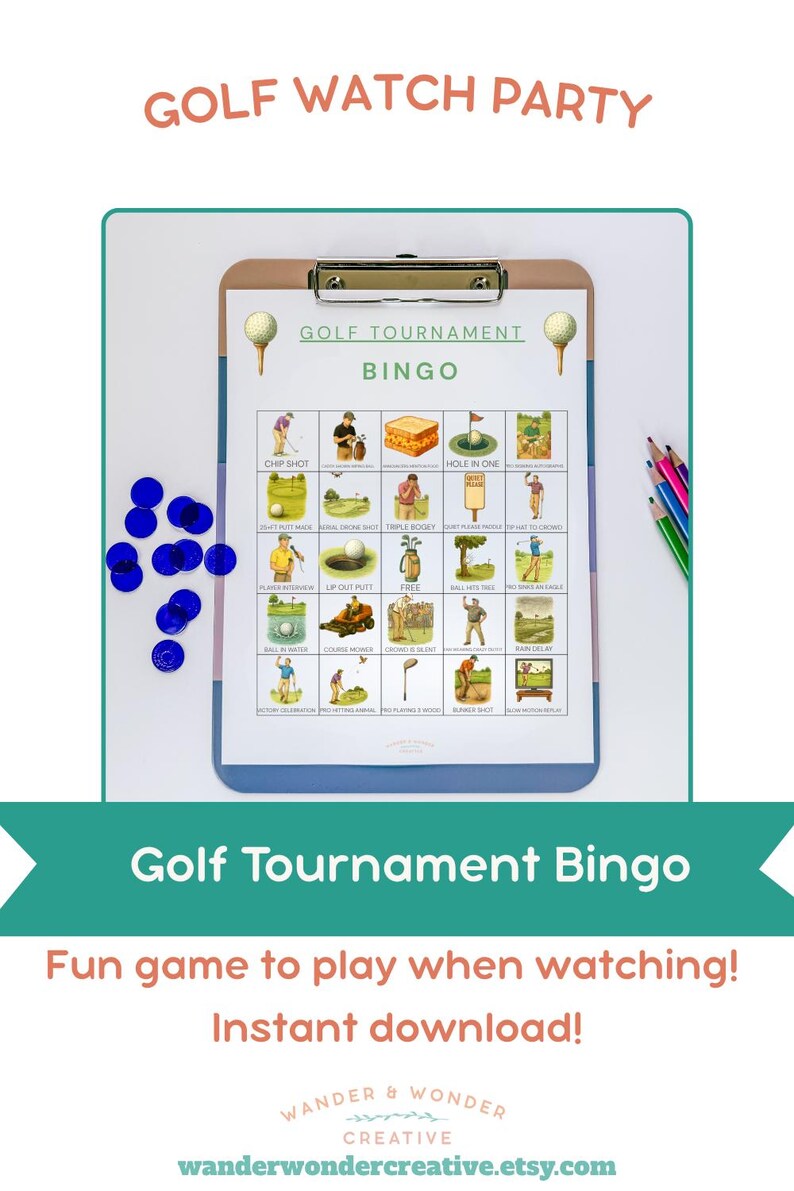 Golf Tournament Bingo Printable Game for Adults & Kids Watch Party - Etsy