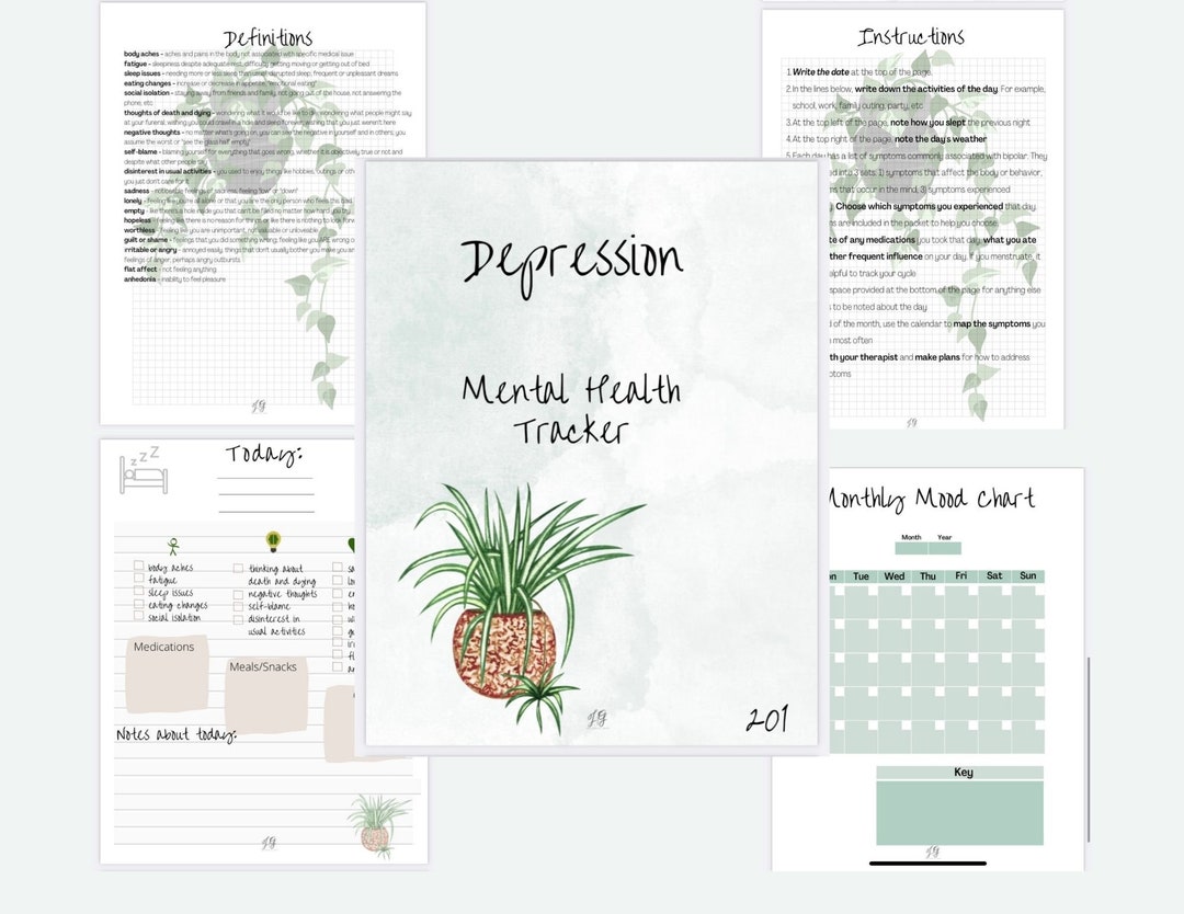 Depression Tracker, Therapy Journal and Workbook for Daily, Weekly and ...
