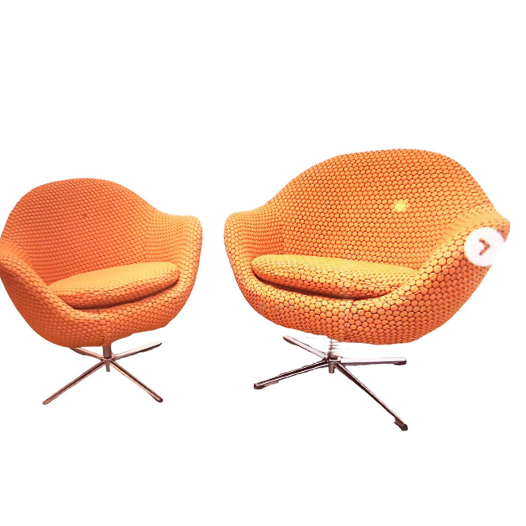 MCM Orange and Black Pod Swivel Overman Chairs - Etsy