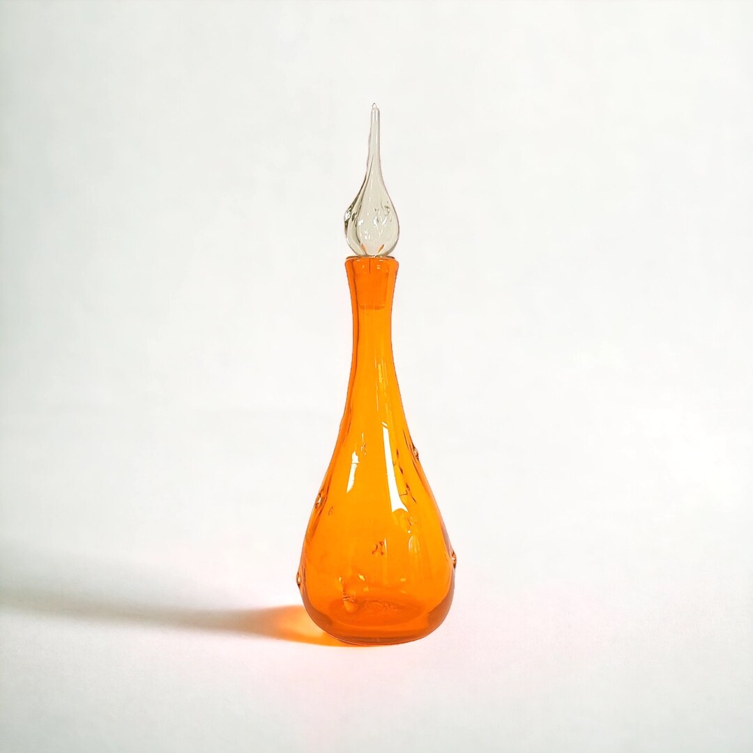 Vintage Orange Glass Decanter by Bischoff, Model #820, Mid Century 1950 ...