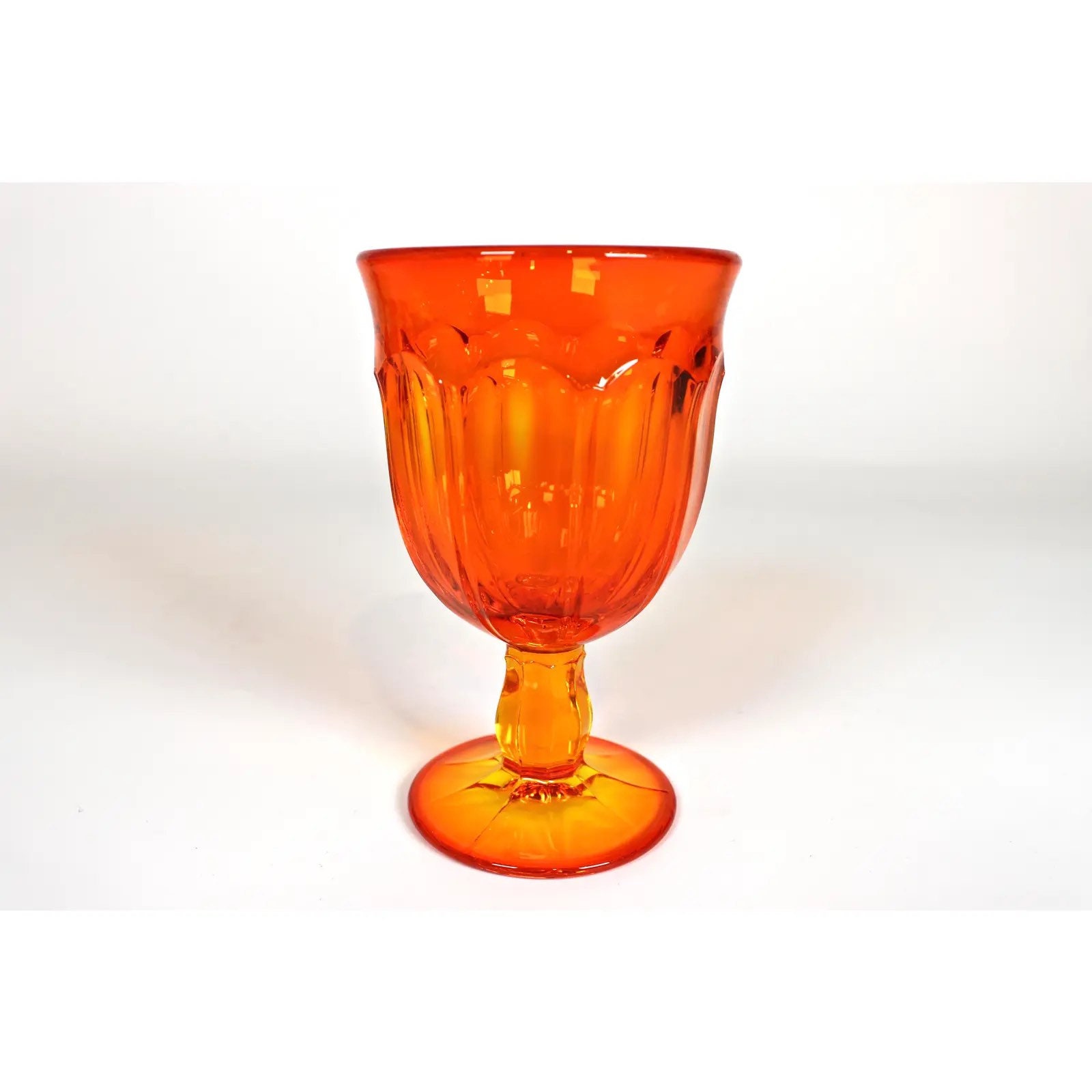 Viking Glass Amberina Goblets, 1960s Vintage Set of Six Orange Pedestal ...
