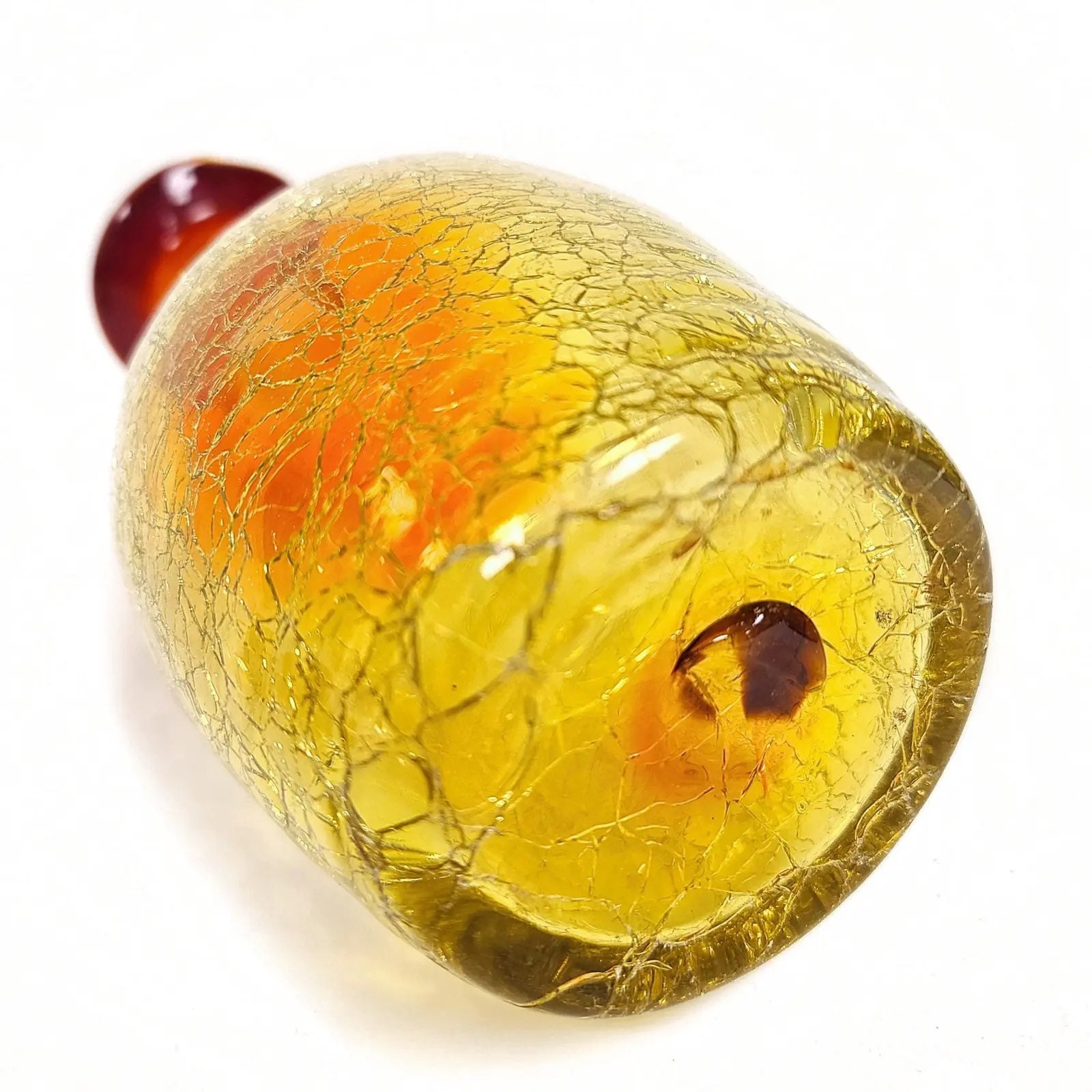 1960's Amberina Crackle Glass Decanter & Stopper, Hand Blown by Rainbow ...