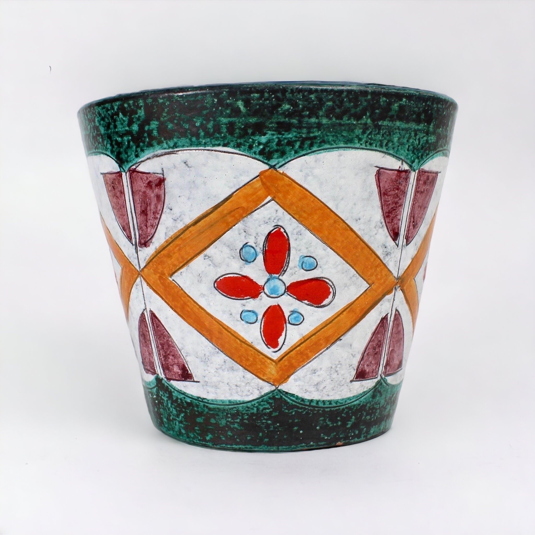 1960's Vintage Italian Ceramic Planter Featuring Tuscan Floral Pattern ...