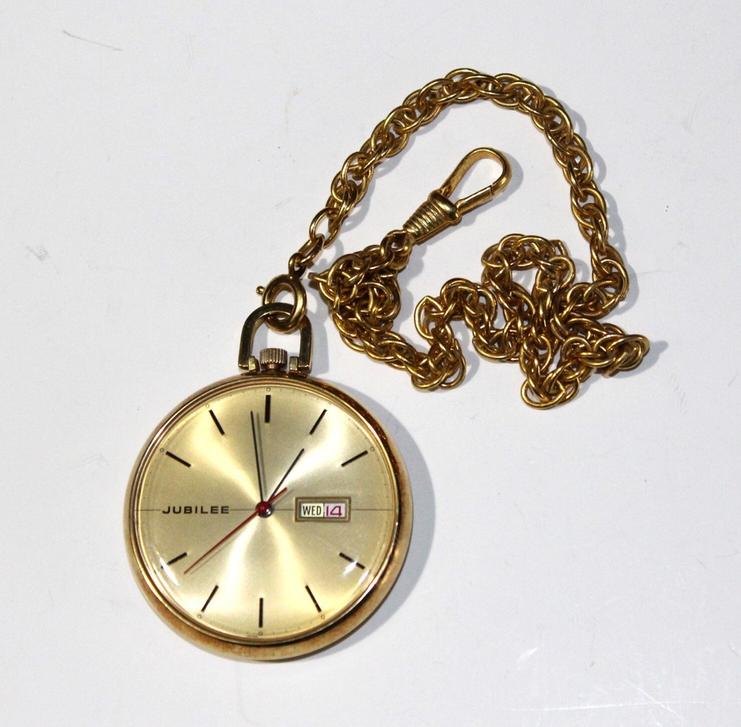 Vintage Gold Plated Jubilee Pocket Watch - Etsy