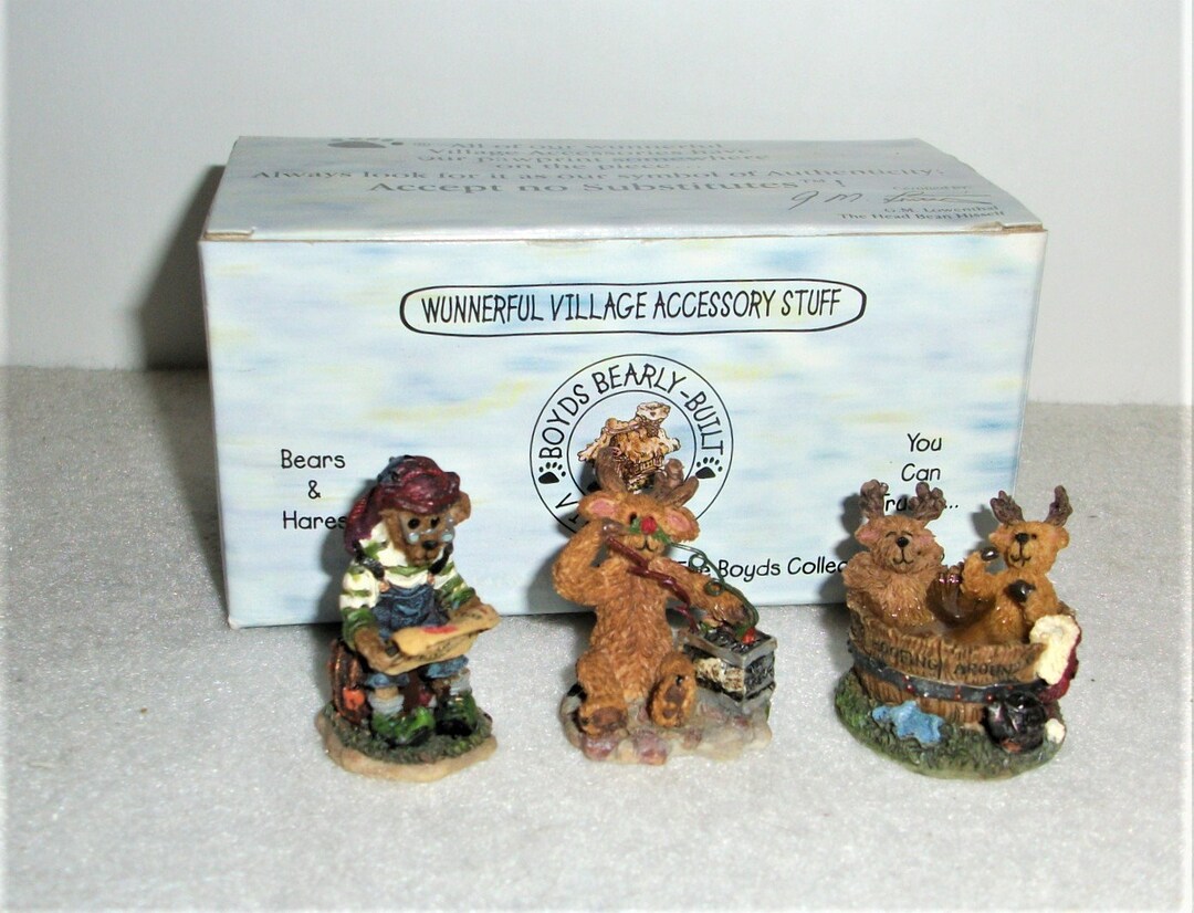 Vintage Kringles Village Accessories Bears and Hares the Boyds - Etsy