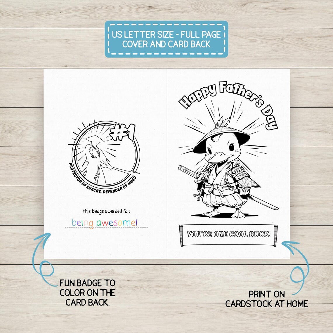 Printable Father’s Day Card From Kids – Color-in & Fill-in Style for ...