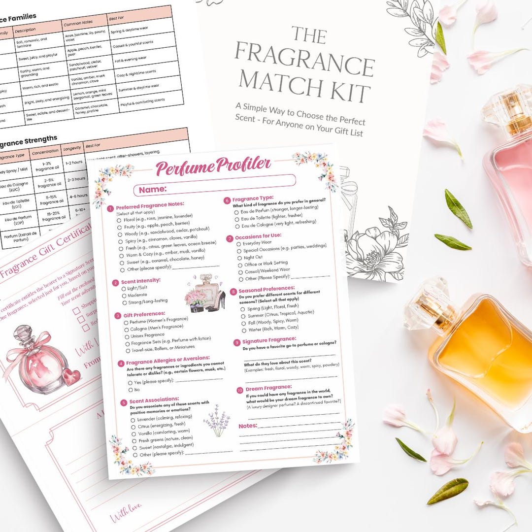 Fragrance Match Kit | Printable Gift Planner, Scent Questionnaire ...