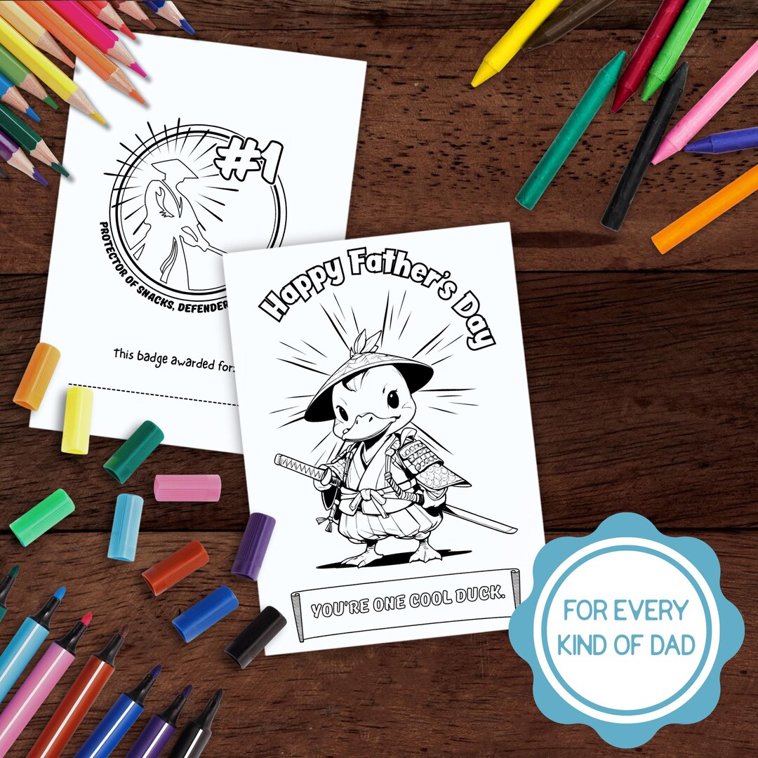 Printable Father’s Day Card From Kids – Color-in & Fill-in Style for ...