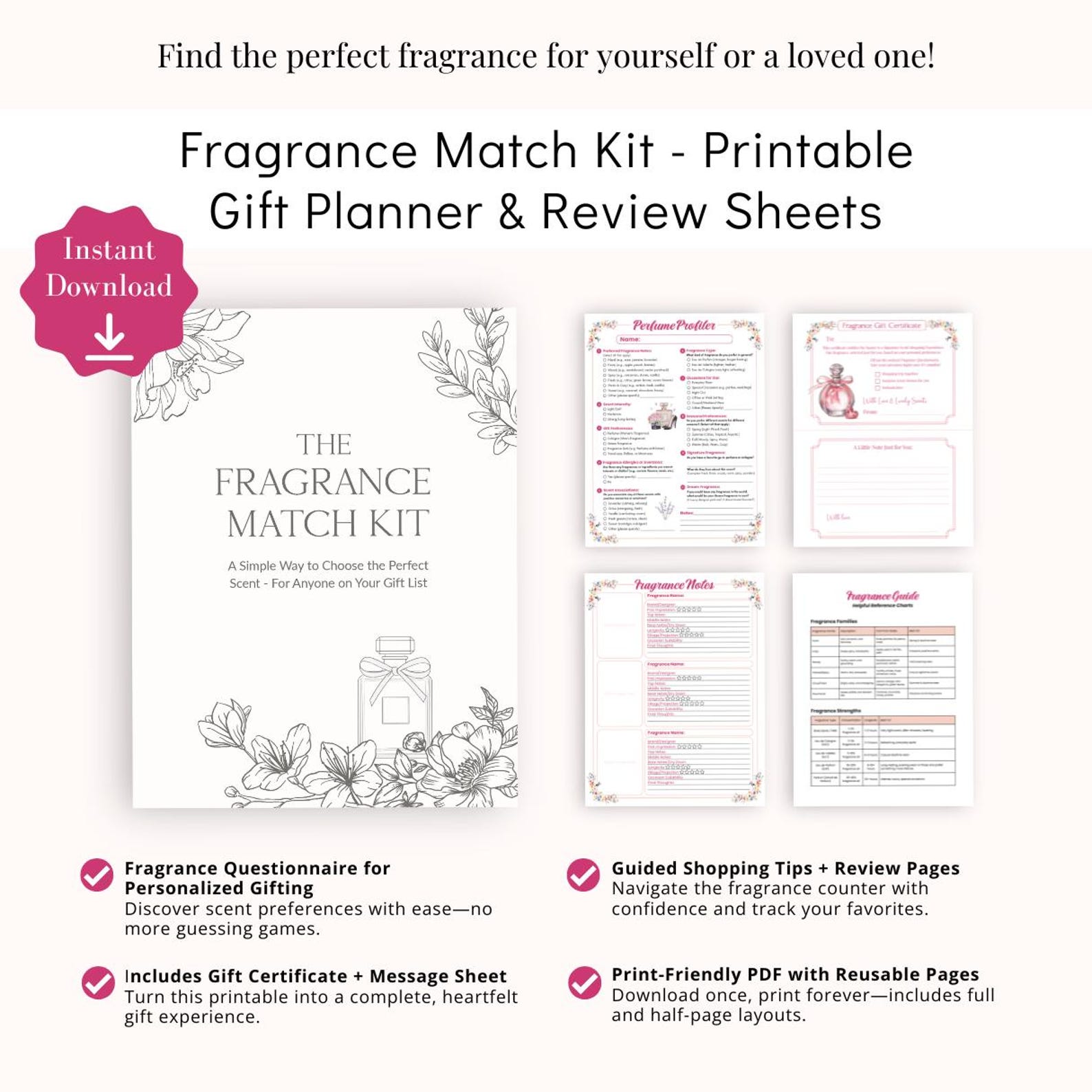 Fragrance Match Kit | Printable Gift Planner, Scent Questionnaire ...