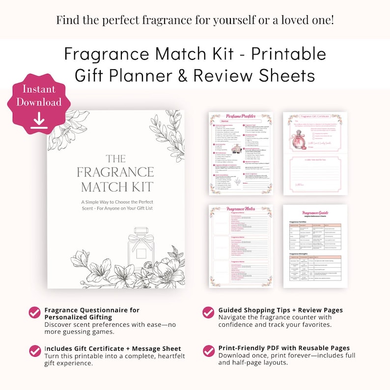 Fragrance Match Kit | Printable Gift Planner, Scent Questionnaire ...