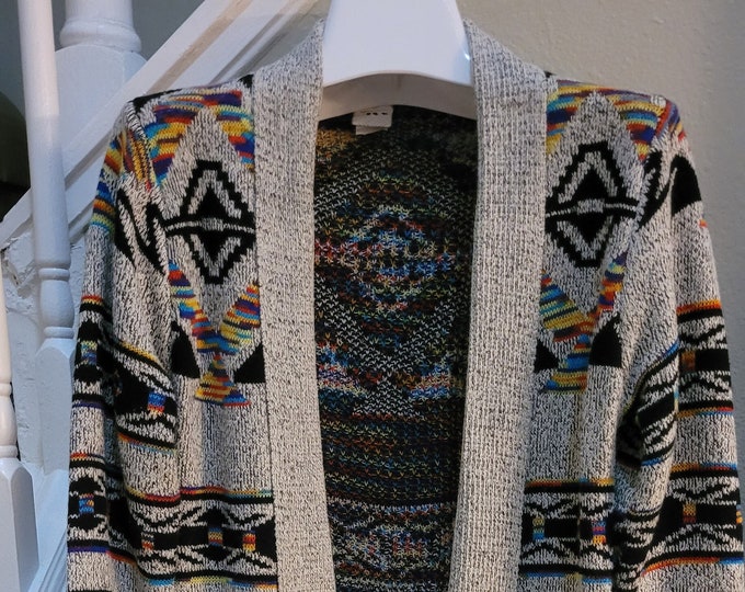 Vintage Northern Angel Aztec Print Women's Knit Open Front Long ...