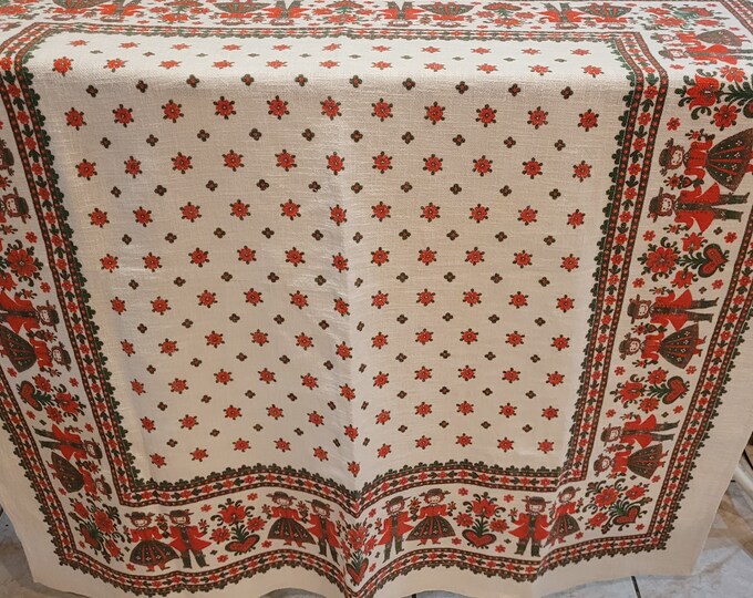 Vintage and RARE Kolf Traditional Austrian Folk Art Print Linen and ...