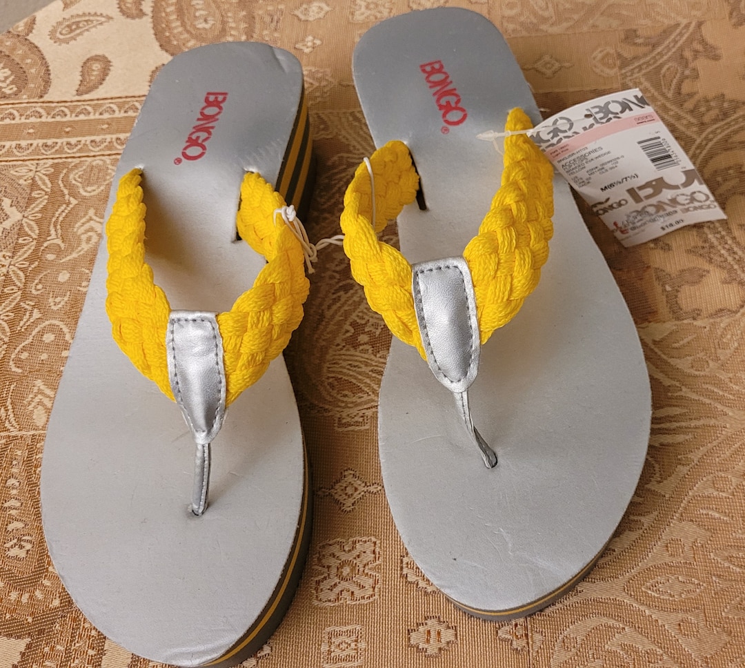 Vintage Bongo Sears Women's Braided Eva Flip Flops Platform Wedges Size ...