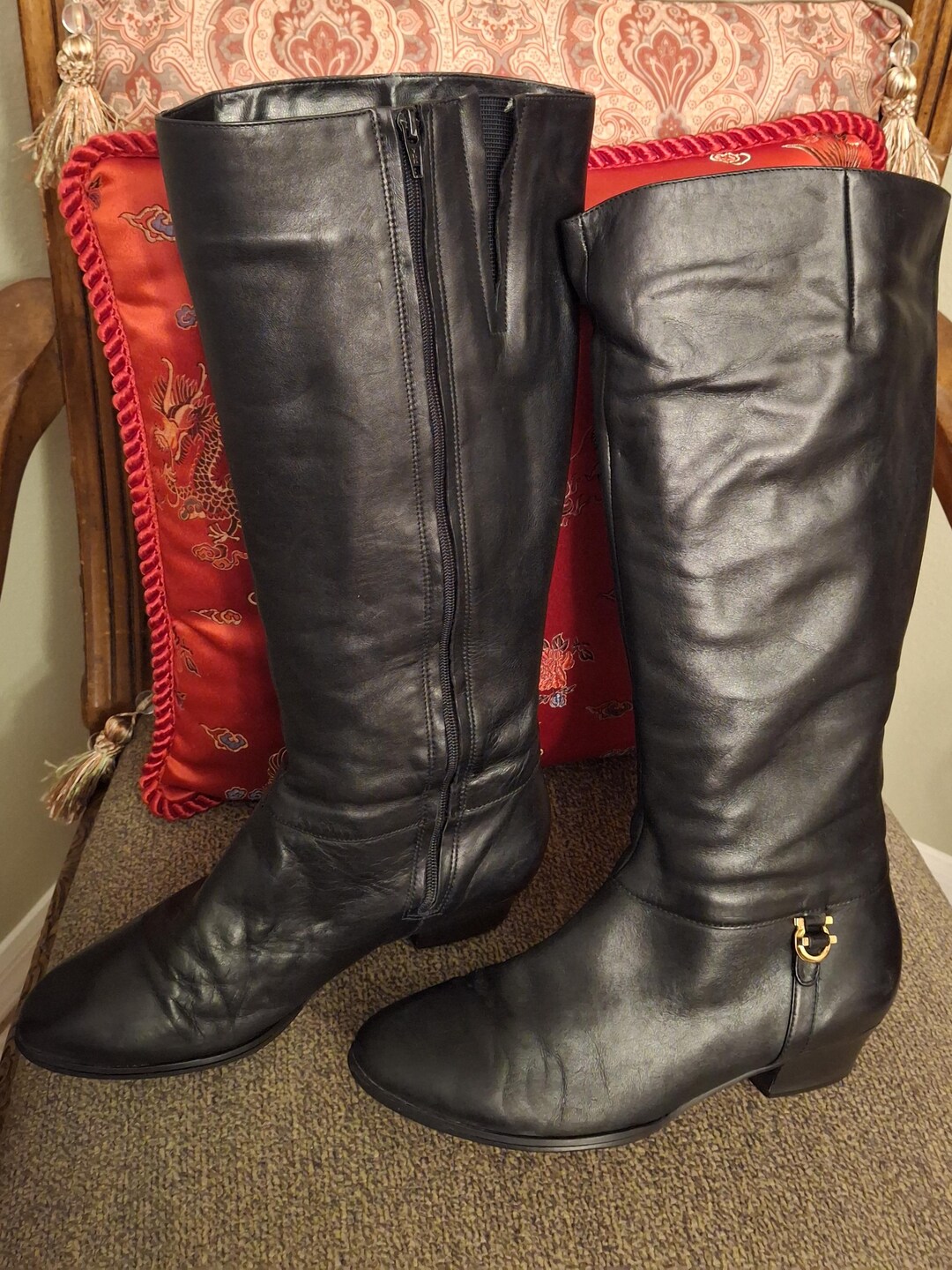 Vintage Selby Comfort Flex 90's Women's Tall Equestrian Black Boots ...
