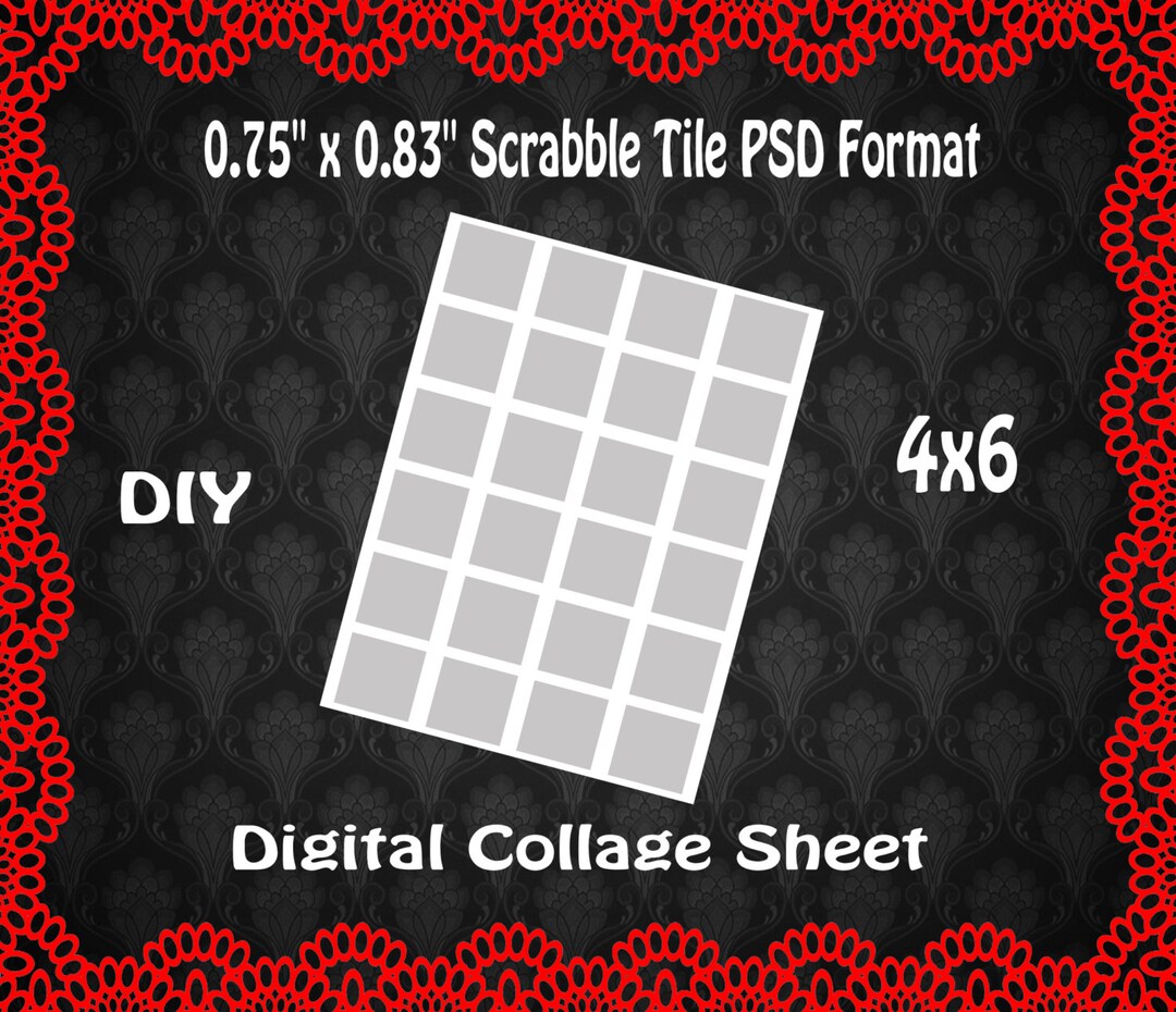 Scrabble Tile .75x.83 Inch 4x6 Template Digital Collage Sheet Do It ...