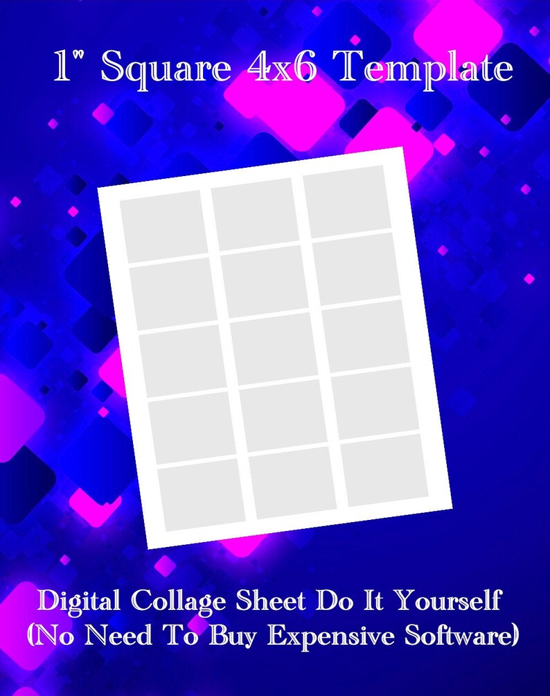 1in Square 4x6 Template Digital Collage Sheet Do It Yourself no Need to ...