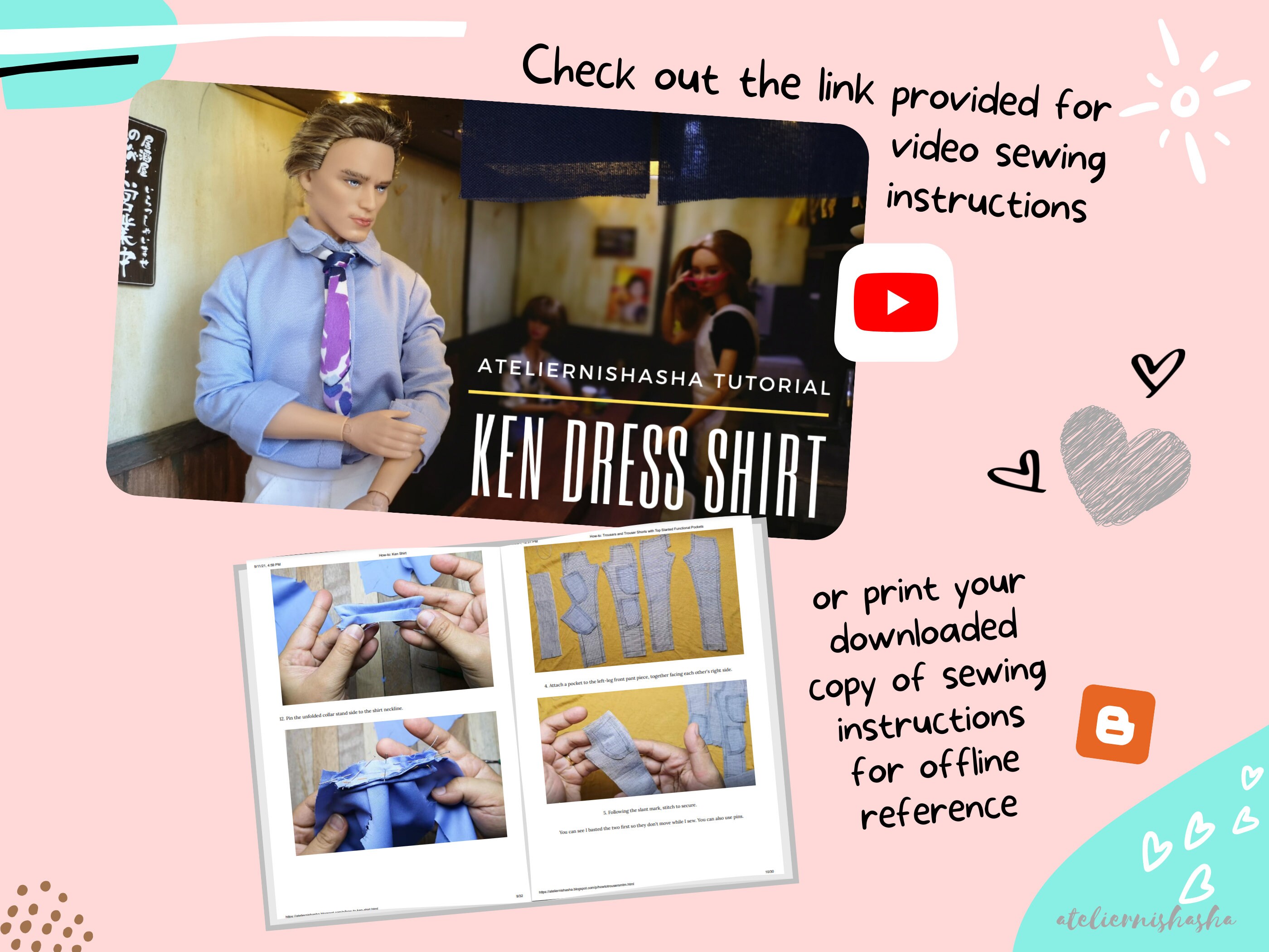 PDF Sewing Pattern and Instructions Dress Shirt Tie and - Etsy UK