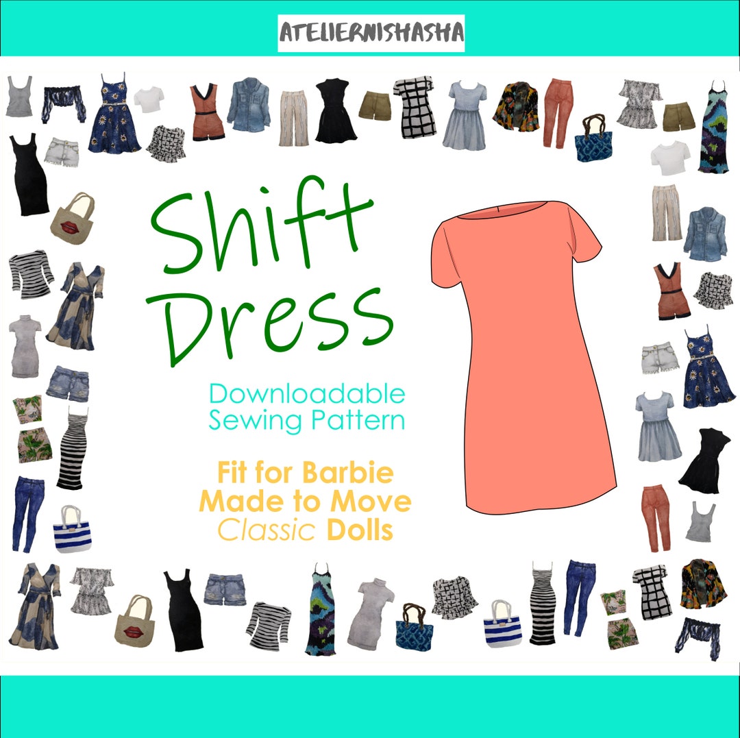 PDF Sewing Pattern Shift Dress for Barbie Made to Move - Etsy UK