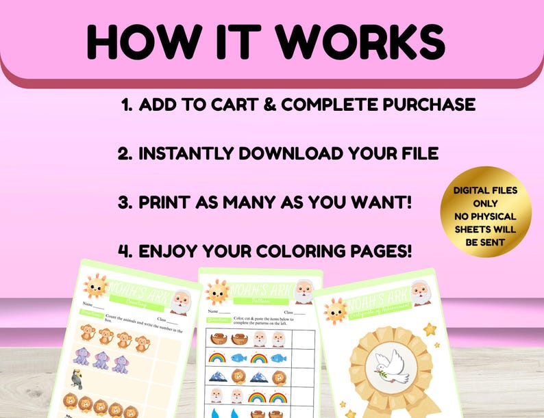 Noah’s Ark Coloring & Activity Pages, Sunday School Printable PDF ...