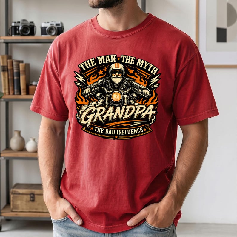 Grandpa Biker Shirt, the Man the Myth Legend, Motorcycle Rider Tee - Etsy