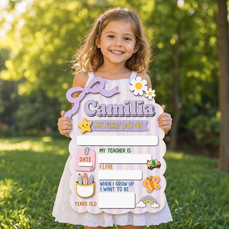 First Day of School Sign, Back to School Sign, Custom Name Sign ...