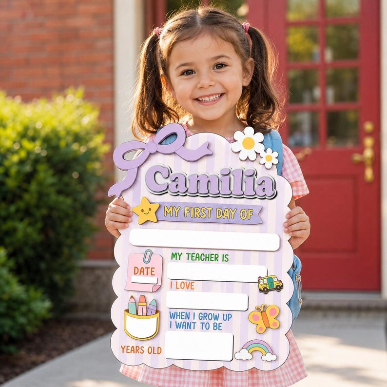 First Day of School Sign, Back to School Sign, Custom Name Sign ...