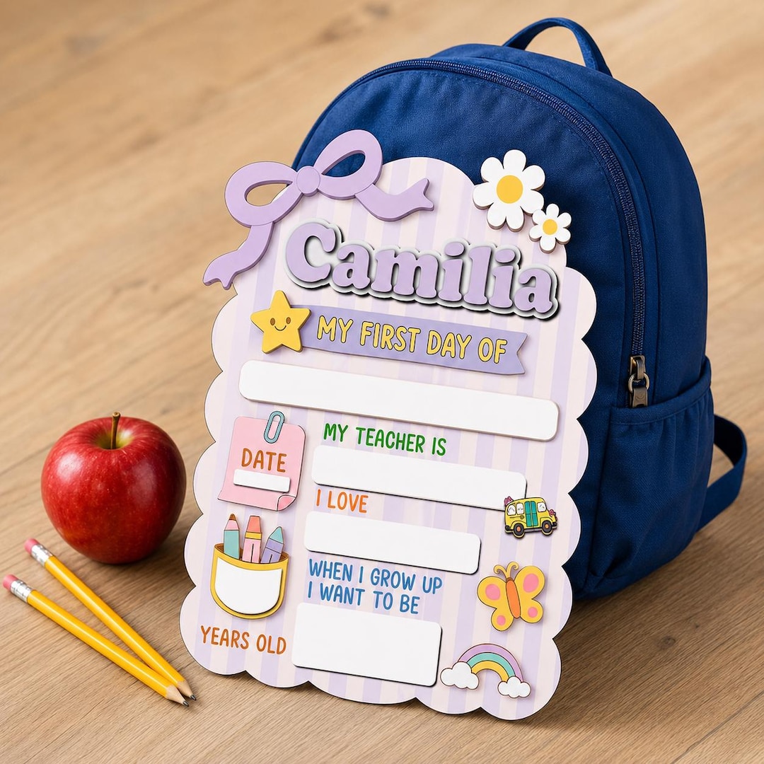 First Day of School Sign, Back to School Sign, Custom Name Sign ...
