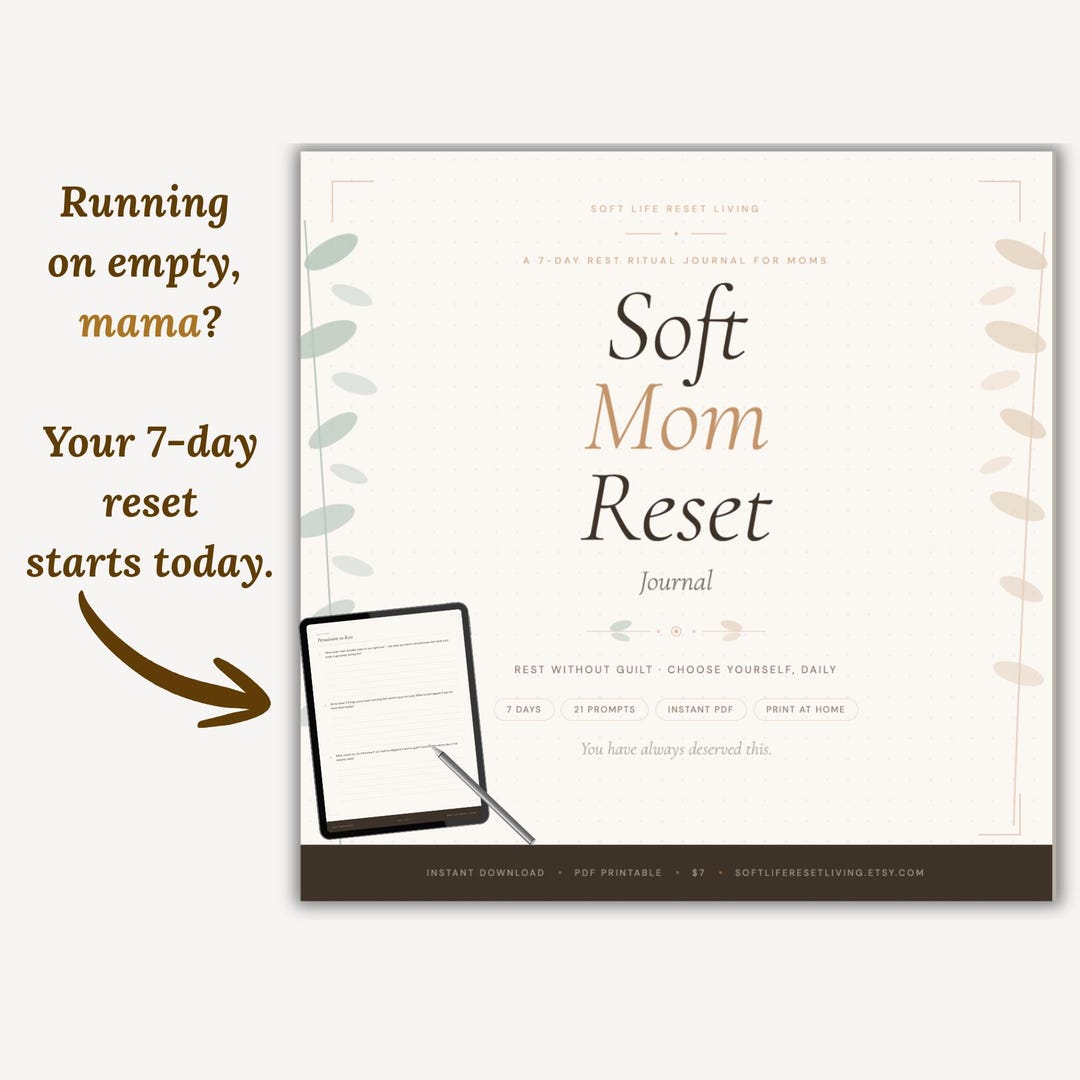 Soft Mom Reset Journal | 7-day Self-care for Moms | Mothers Day ...