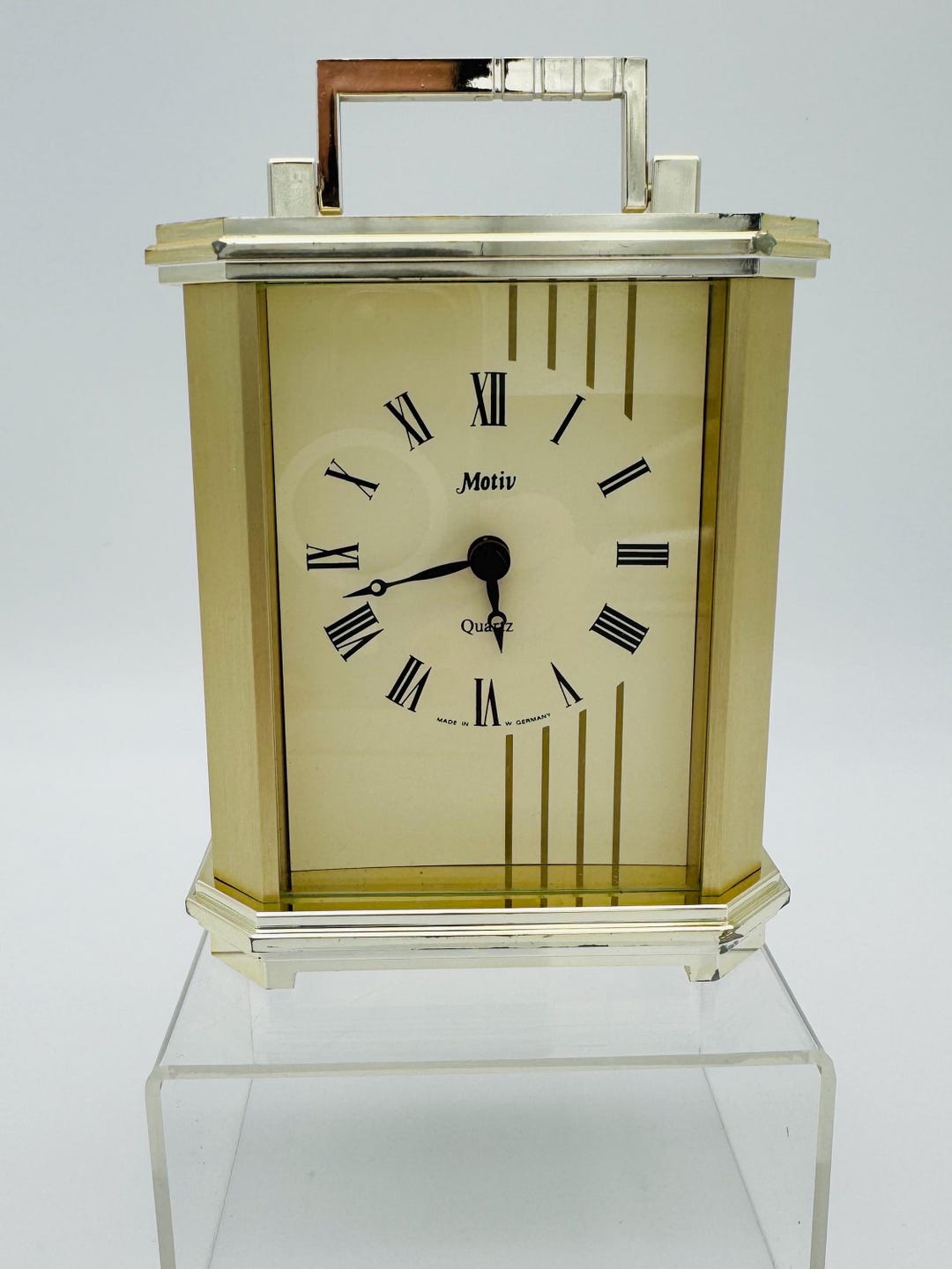 Vintage Motiv Goldtone Carriage Clock From West Germany - Retro Charm ...