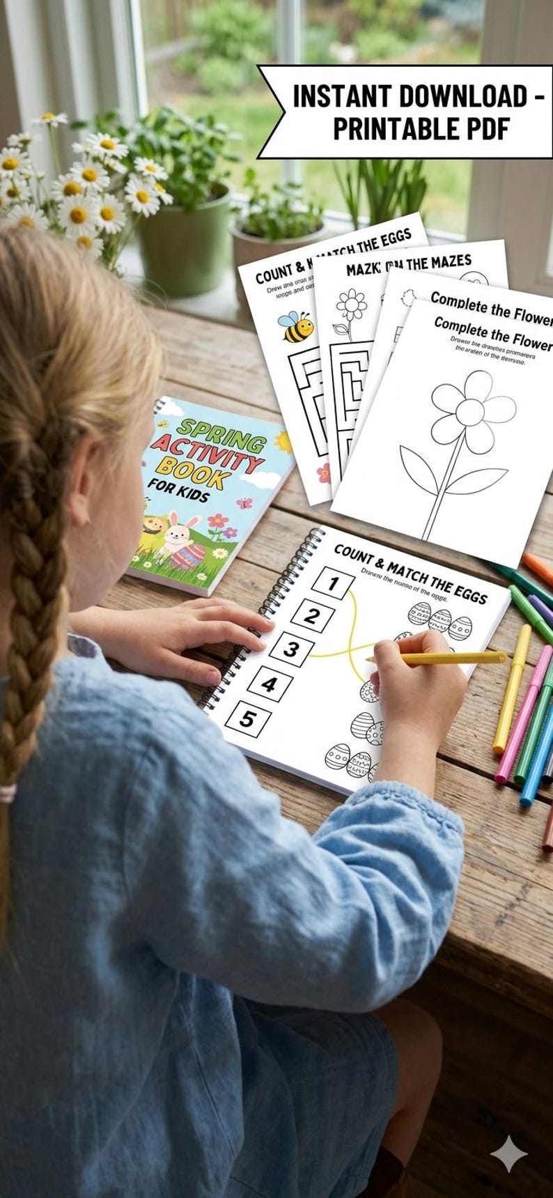 Spring Activity Book for Kids-coloring Pages, Math Games & Drawing ...