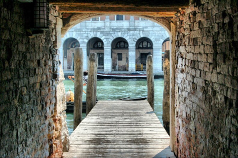 Serene Peephole Tunnel Walkway to Water - Venice, Italy - Fine Art ...