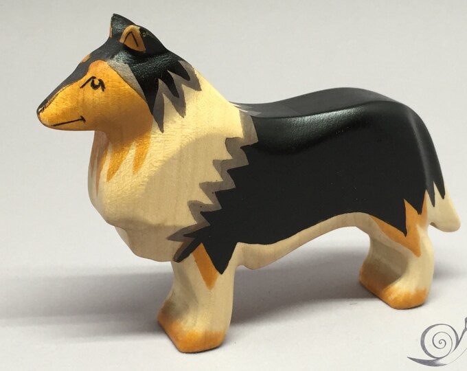 Toy Collie-tricolour Wooden White Brown Handmade Size: - Etsy