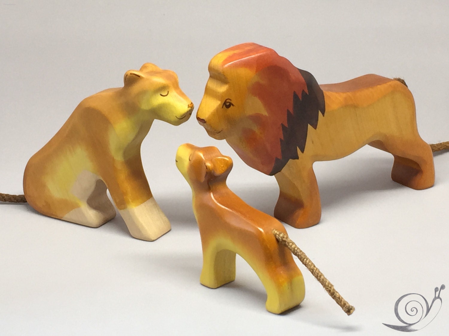 Toy Lion Baby Wooden Yellow Brown Colourful Standing Size: 9,0 X 7,5 X ...