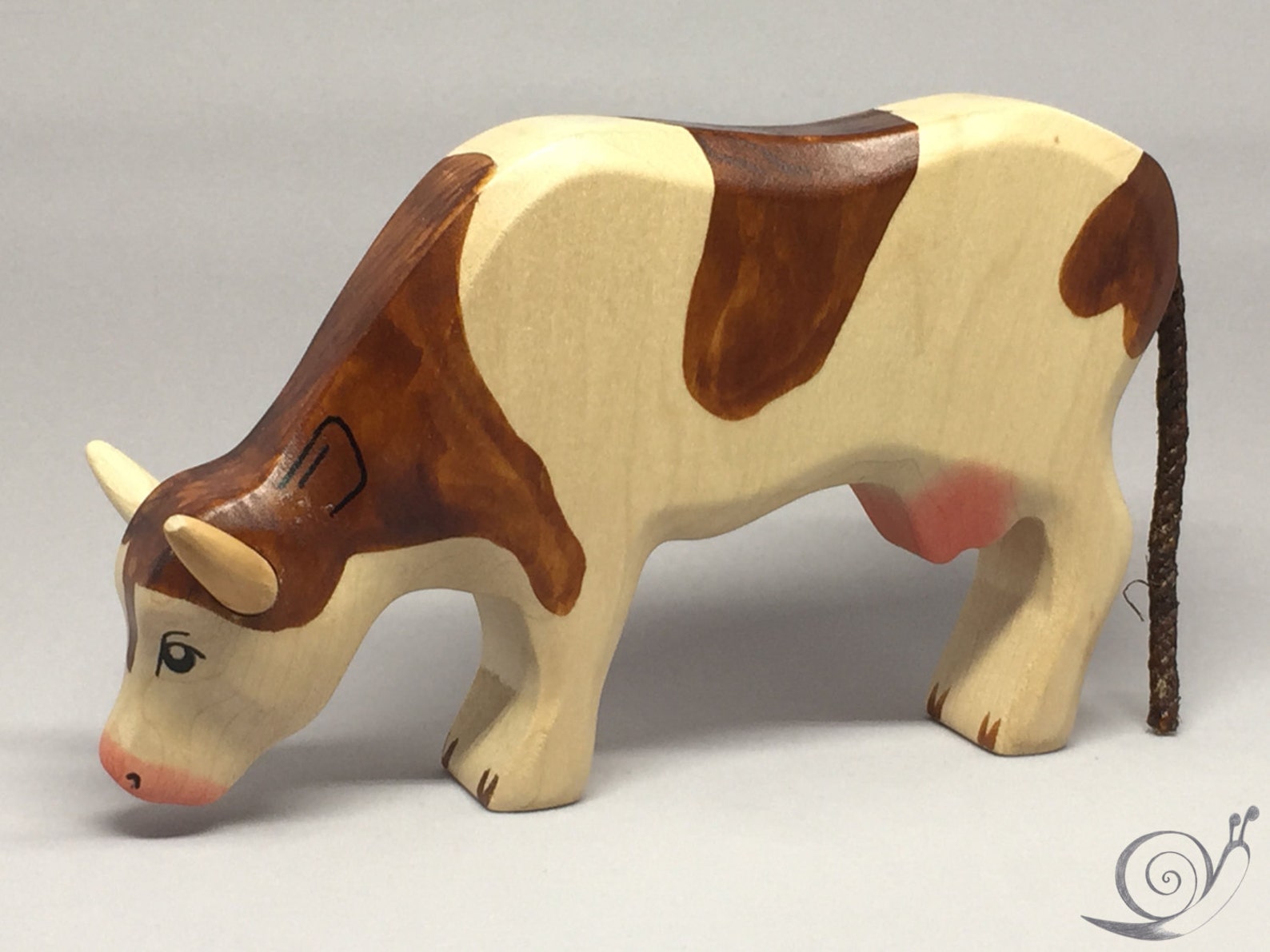 Toy Cow Wooden White Brown Spots Browsing Grazing Size: 155 X | Etsy
