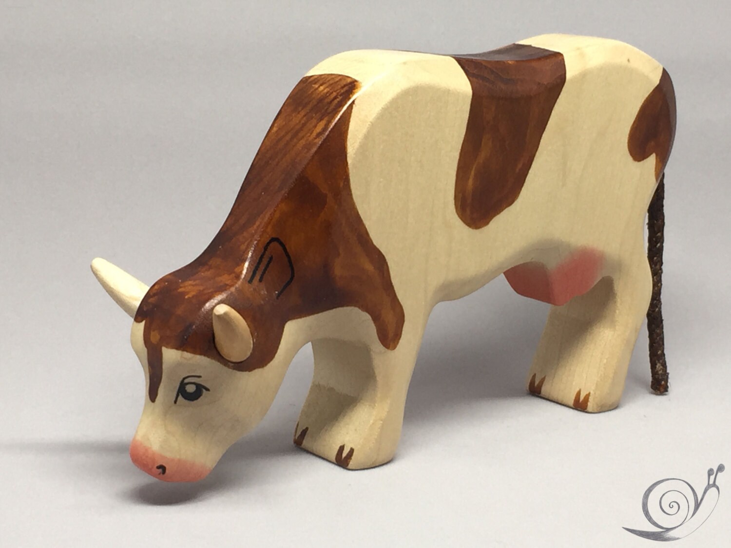 Toy Cow Wooden White Brown Spots Browsing Grazing Size: 155 X | Etsy