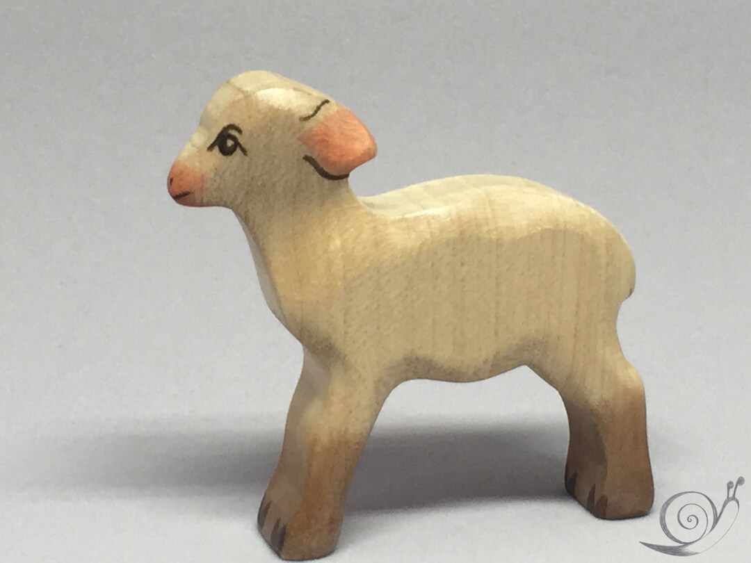 Toy Lamb Wooden White Colourful Standing Size: 6,5 X 6,0 X 1,5 Cm bxhxs ...