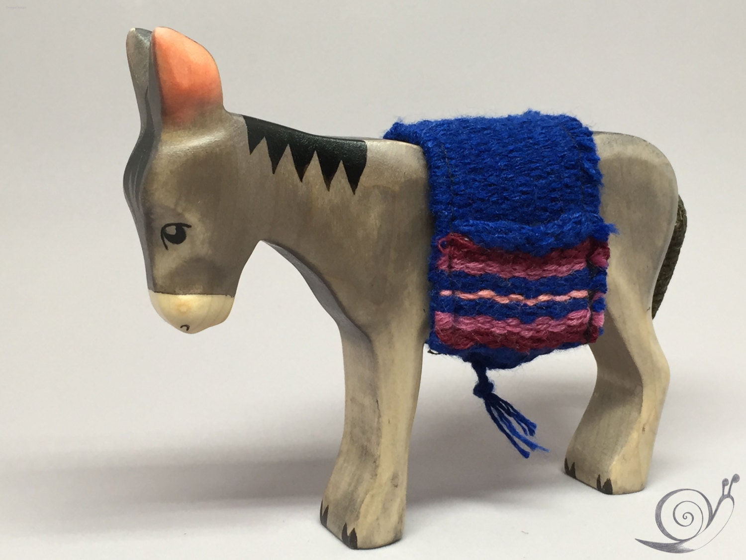 Toy Donkey Wooden Grey Colourful With Head Down Size: 14,0x 12,0 X 2,2 ...