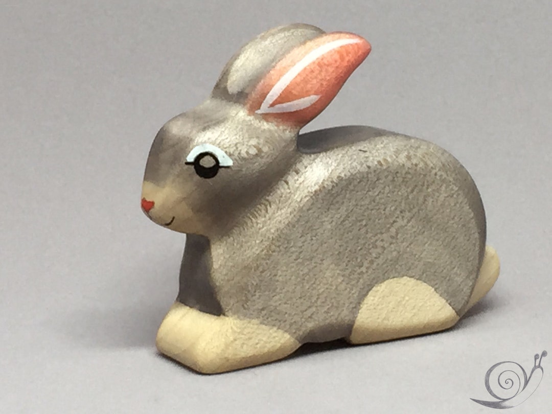 Toy Rabbit Wooden Sitting Grey - Easter Bunny Size: 7,0 X 5,5 X 2,0 Cm ...