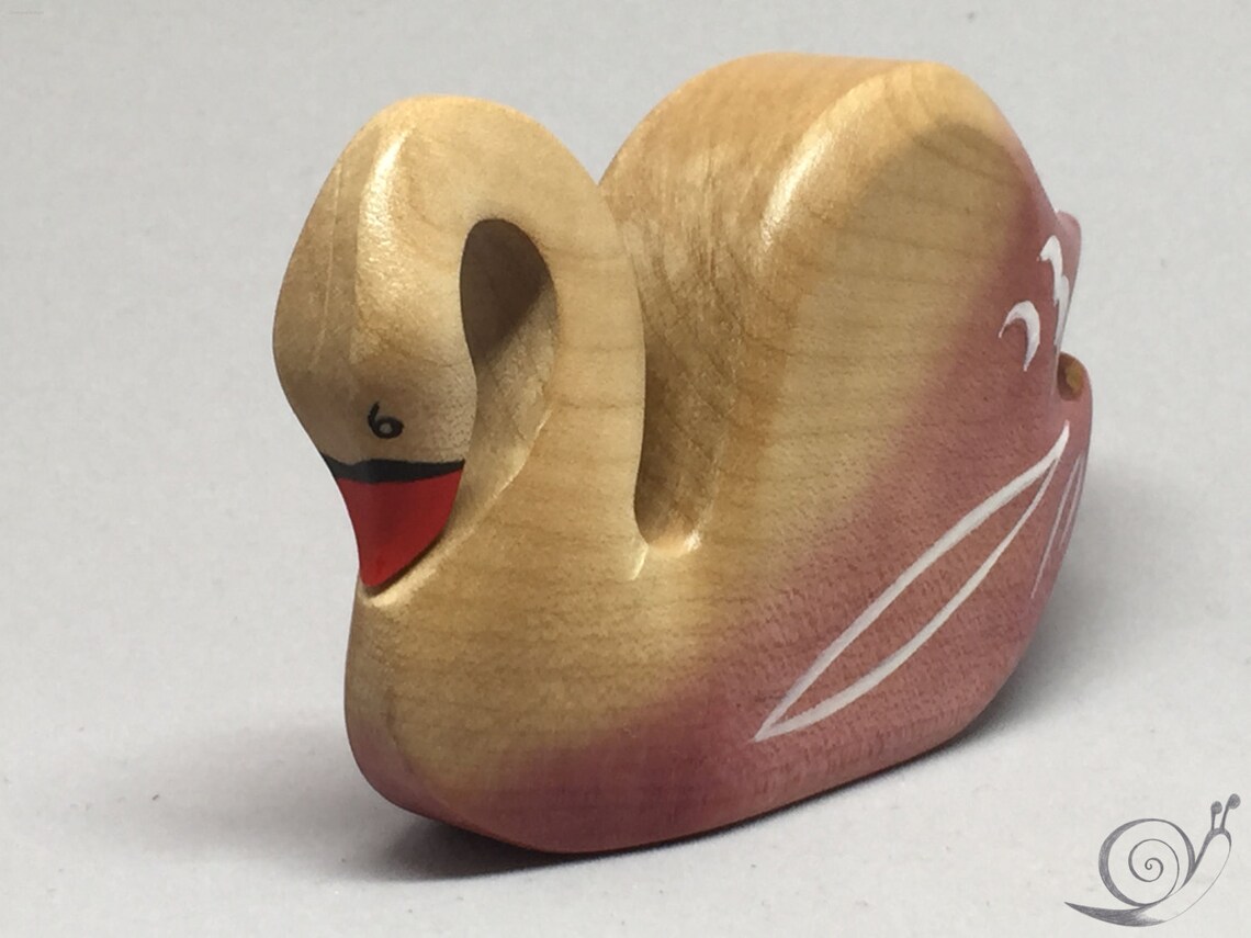 Toy Swan Wooden White Grey Handmade Size: 9,0x6,0x3,0cm (bxhxs) Ca. 47 ...