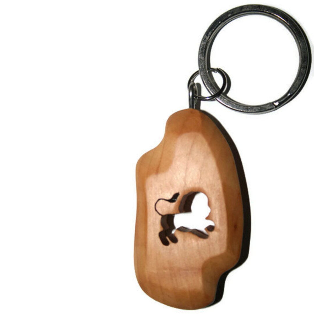 Keyring Sign Lion Wood Natural Handmade Size 3,0 X 6,0 X 1,1cm Ca. 14,0 ...