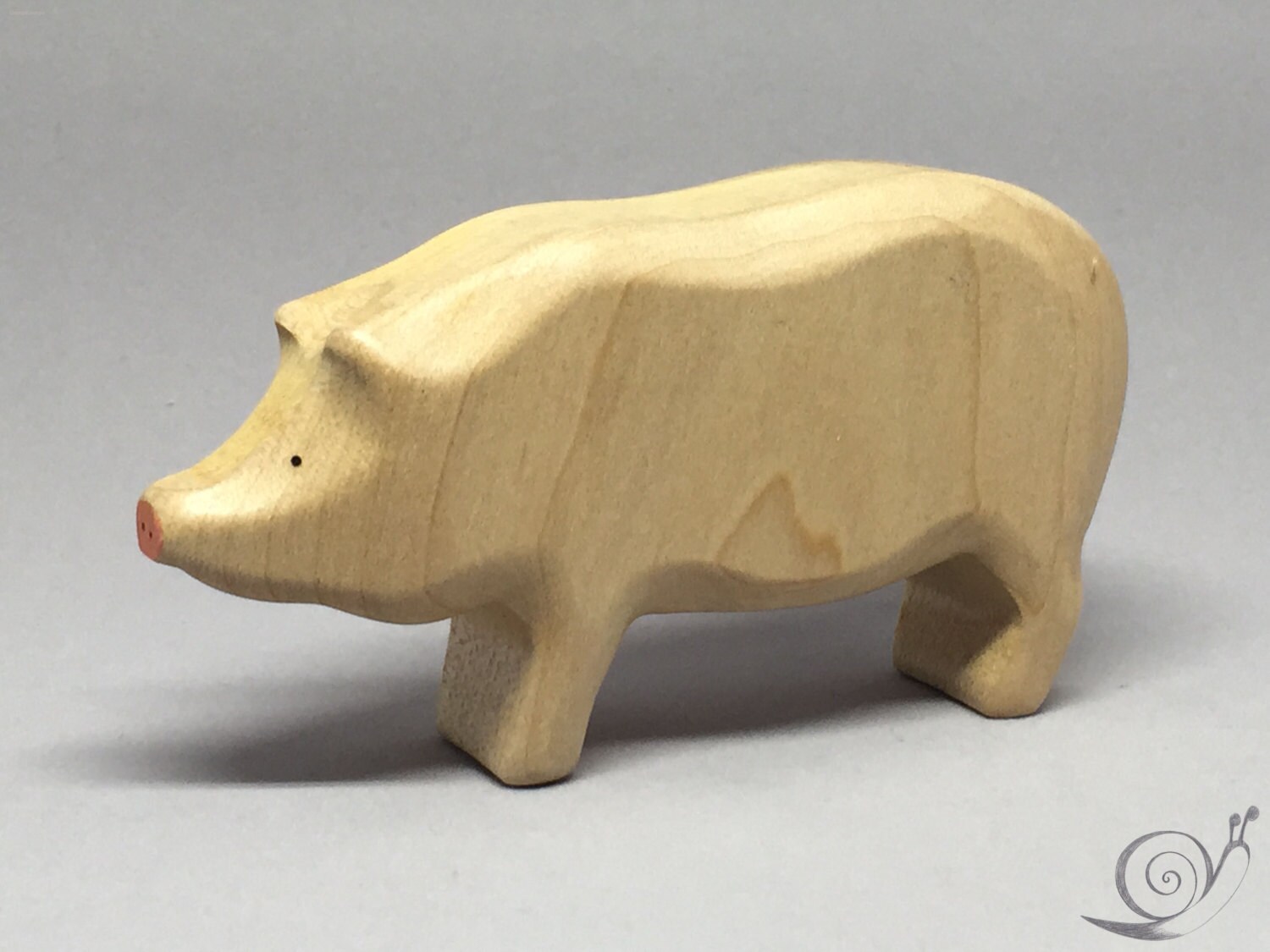 Toy Pig - Hog Wooden White - Big Size: 11,0 X 6,0 X 2,7 Cm (bxhxs ...