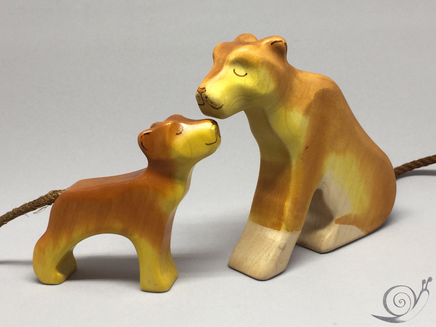 Toy Lion Baby Wooden Yellow Brown Colourful Standing Size: 9,0 X 7,5 X ...