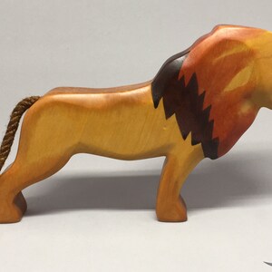 Toy Male Lion Wooden Yellow Brown Orange Colourful Size: 19,00 X 12,0 X ...