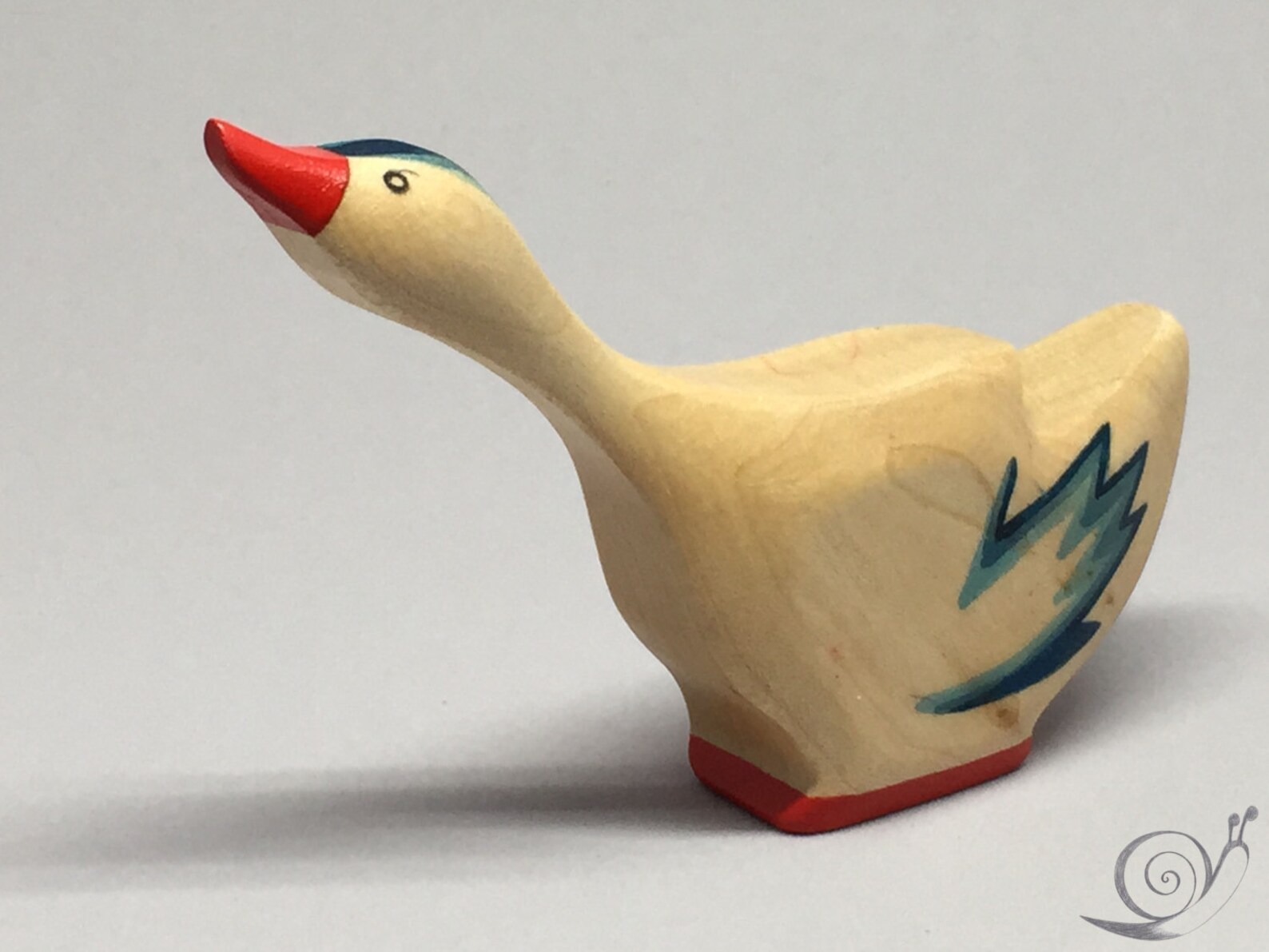 Toy Goose Wooden - With the Head up and Blue Wings Size: 11,0 X 3,5 X 2 ...