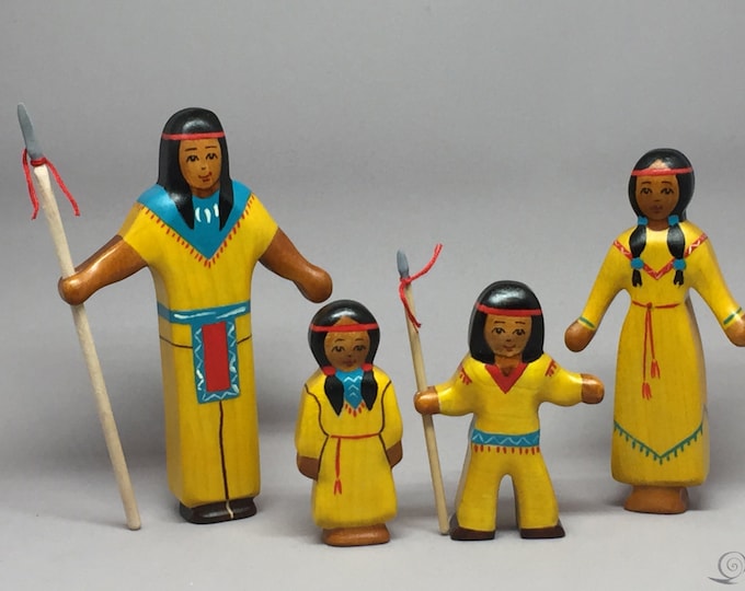 Toy Native Americans Family 4 Pieces Brown Yellow Colourful - Etsy