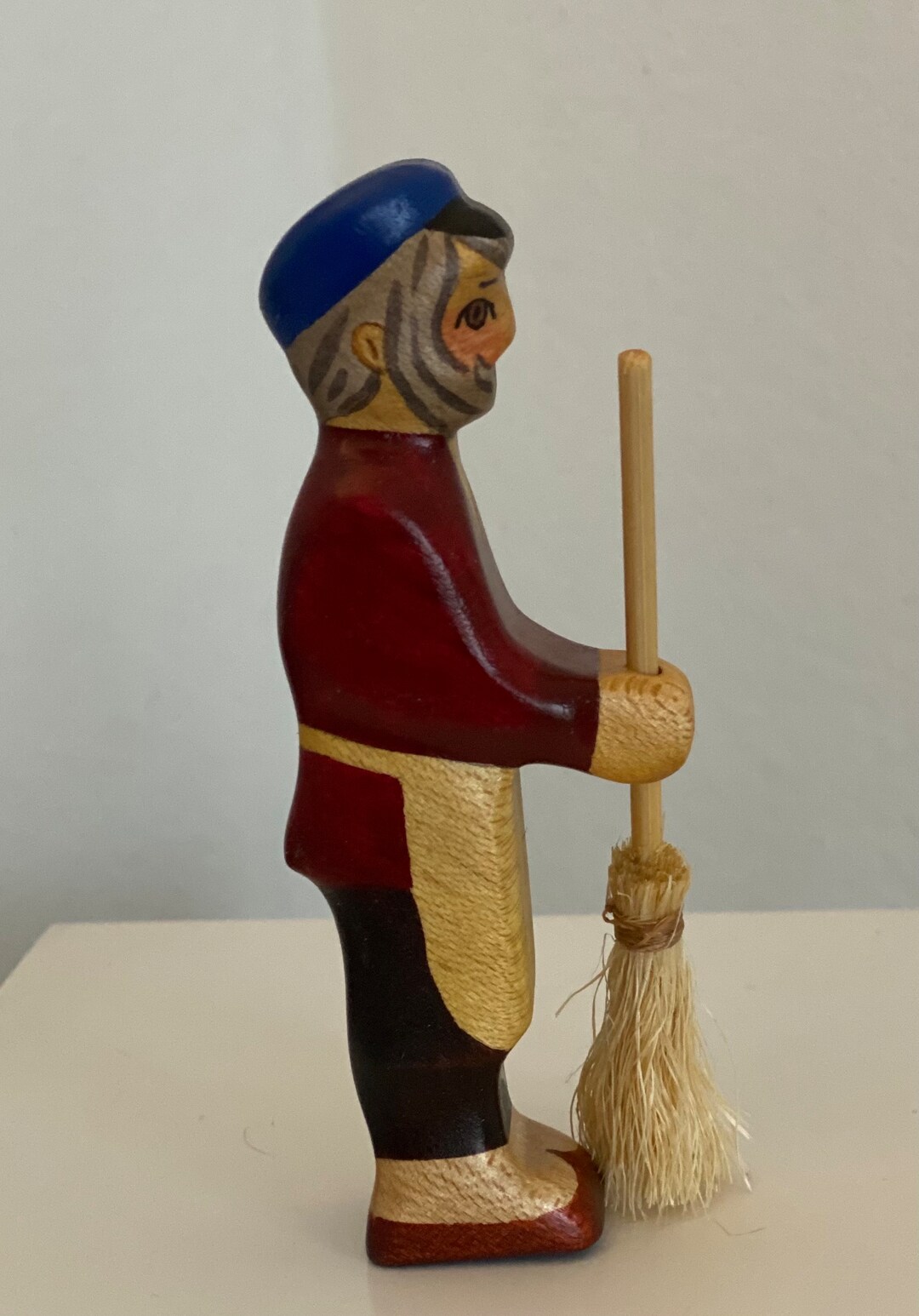 Janitor With Broom Wood Red, Blue, Brown 4.5 X 12 X 2.5 Cm (wxhxd) 35 ...