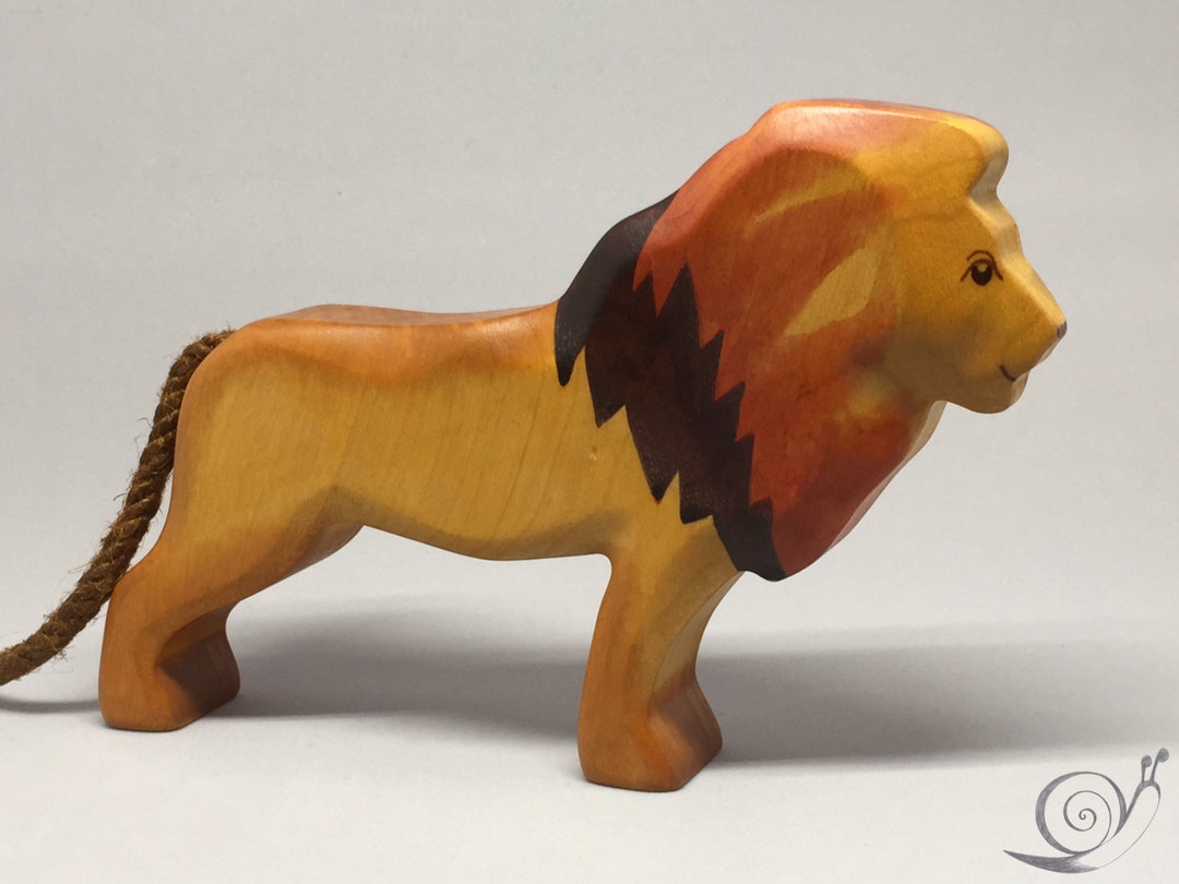 Toy Male Lion Wooden Yellow Brown Orange Colourful Size: 19,00 X 12,0 X ...