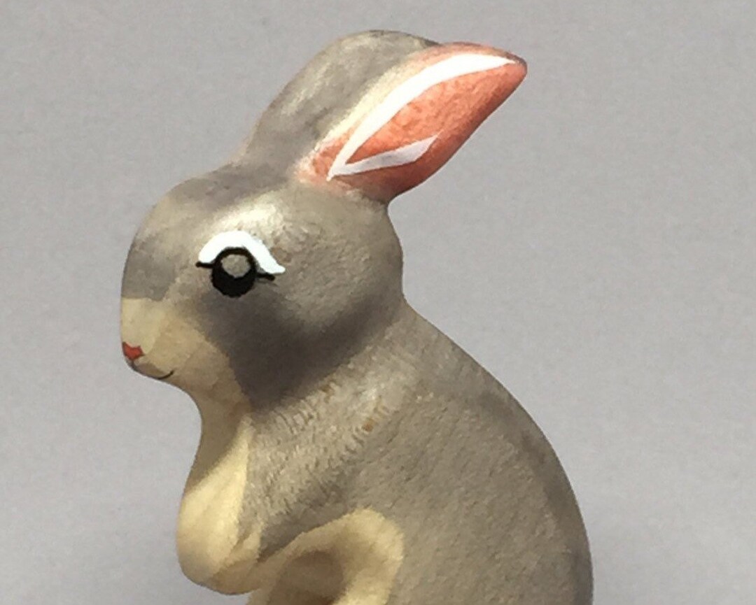 Toy Rabbit Wooden Grey White Colourful Standing Easter Bunny Size: 4,5 ...