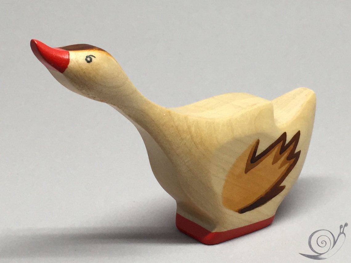 Toy Goose Wooden - With the Head up and Brown Wings Size: 11,0 X 6,8 X ...