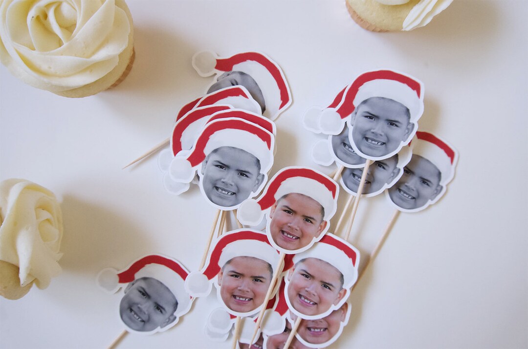 Personalized Santa Hat Cupcake Toppers: Set of 12 - Etsy